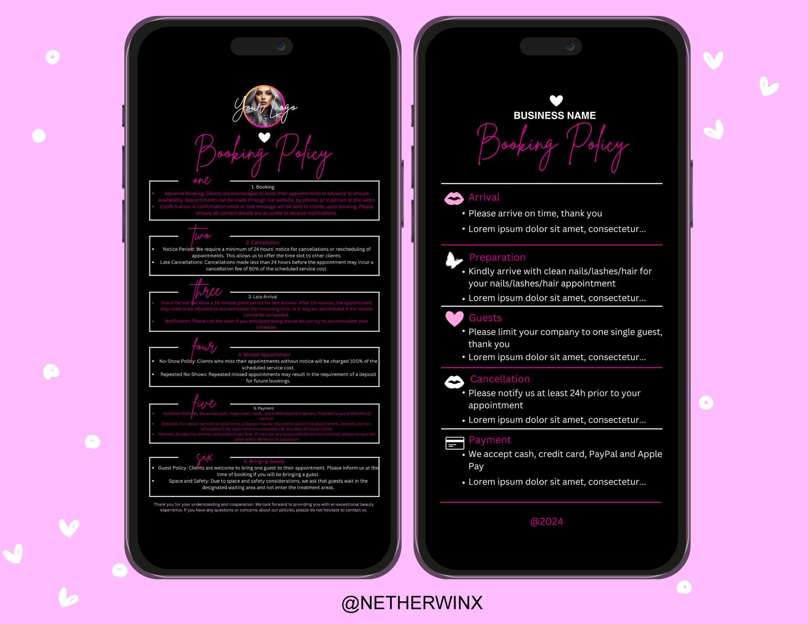 Policy Template, Booking Policy Template, Instagram Flyer Template ...