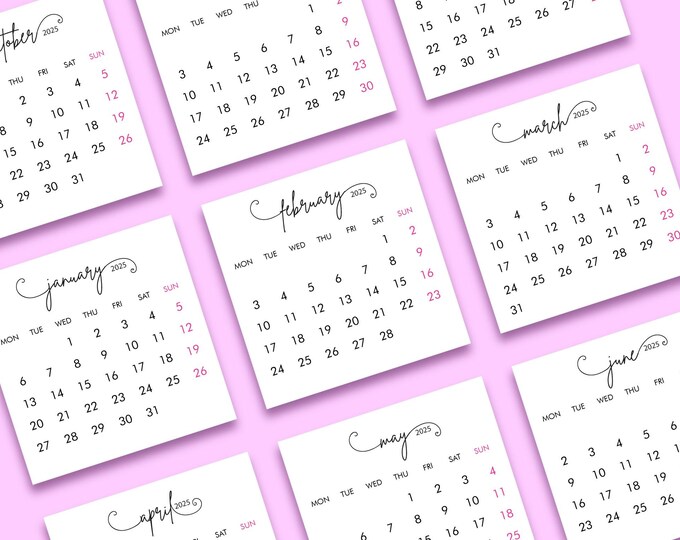 2024 2025 Mini Calendar Printable PDF, 2x3 Inches, Small Calendar, Desk ...