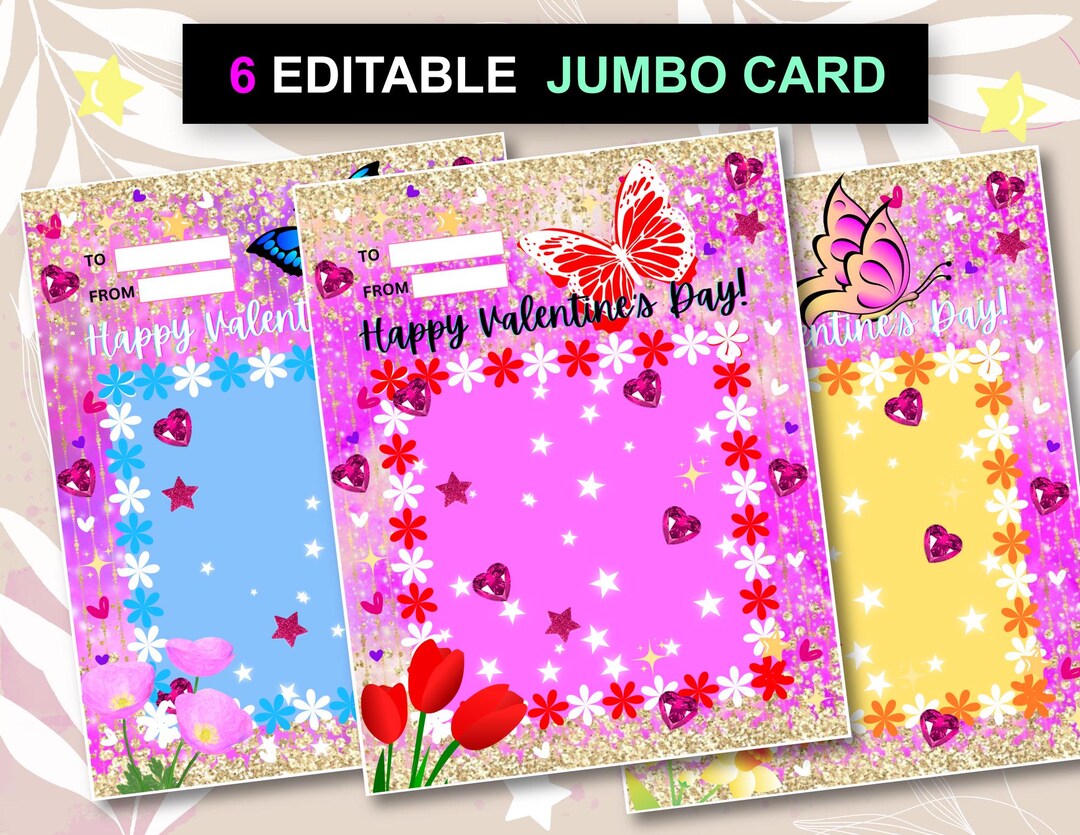 Editable Valentine's Day Jumbo Card Templates, DIY Jumbo Valentine ...