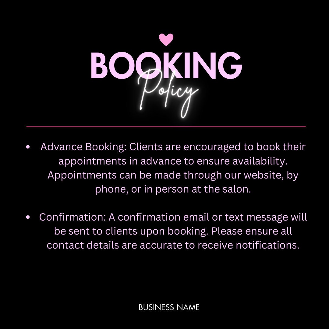 Booking Policy Template: Instagram Story & Post (canva Editable) - Etsy