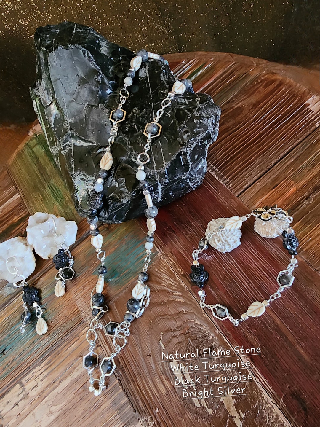 Beautiful Handmade Natural Stone Jewelry Set - Etsy