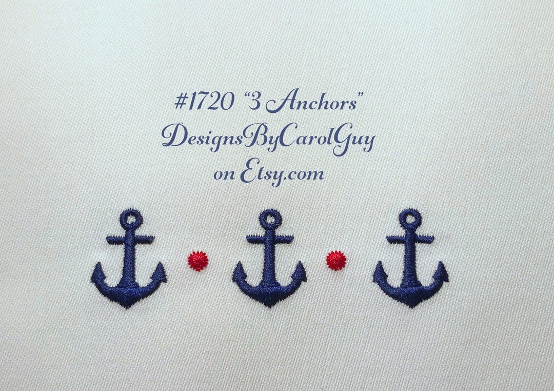 3 Anchors, an Exclusive Carol Guy Embroidery Design File, Baby ...
