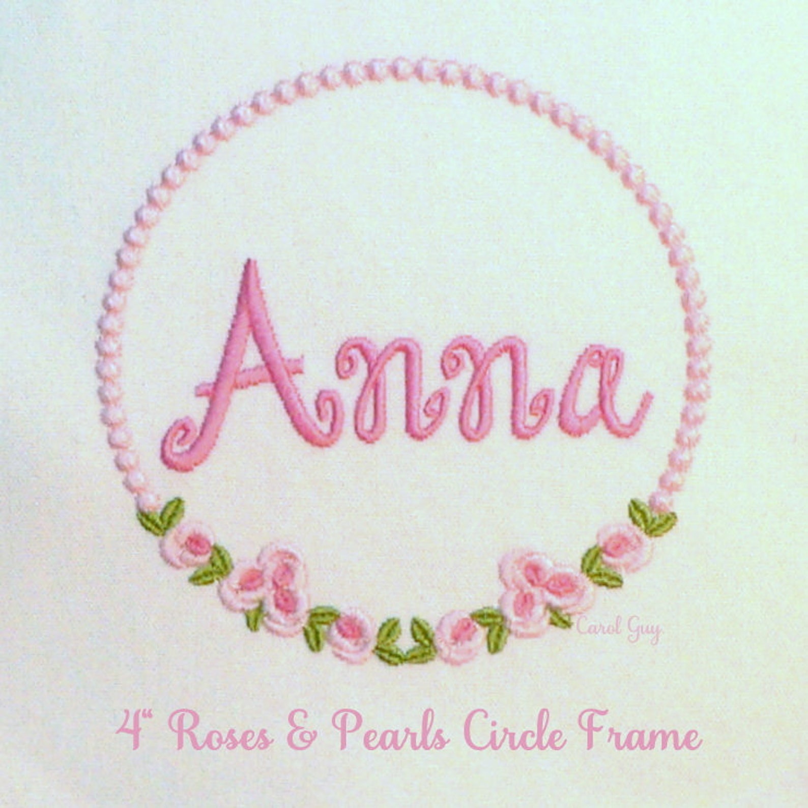 Machine Embroidery Monogram Frame / 1712 roses & Pearls - Etsy