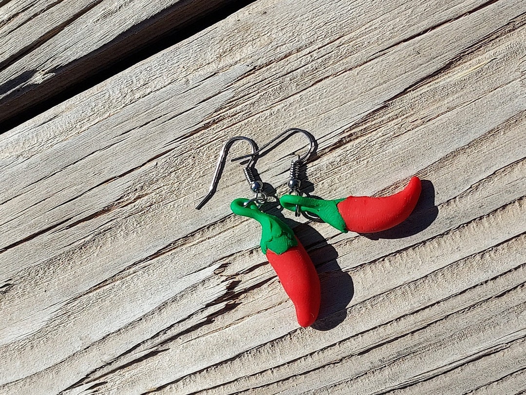 Chili Pepper Earrings - Dangle Chili Pepper Jewelry - Handmade Chili ...
