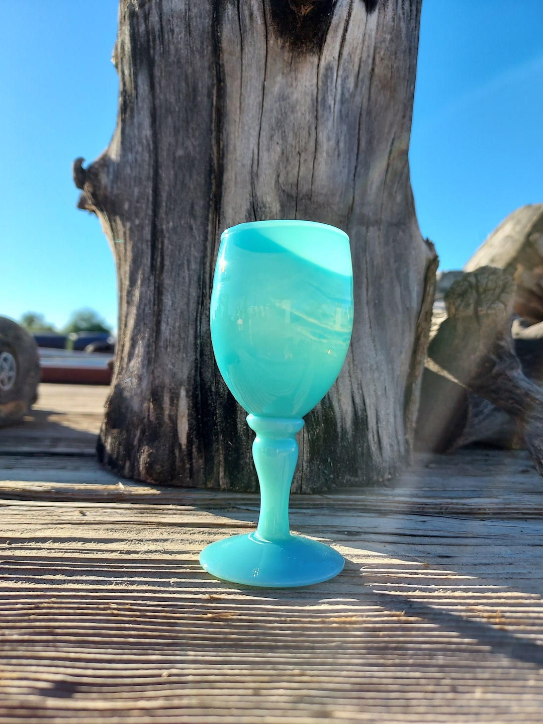 Blue Opaline Glassware Mini Goblet 1930's Portieux Vallerysthal 4 Mini ...