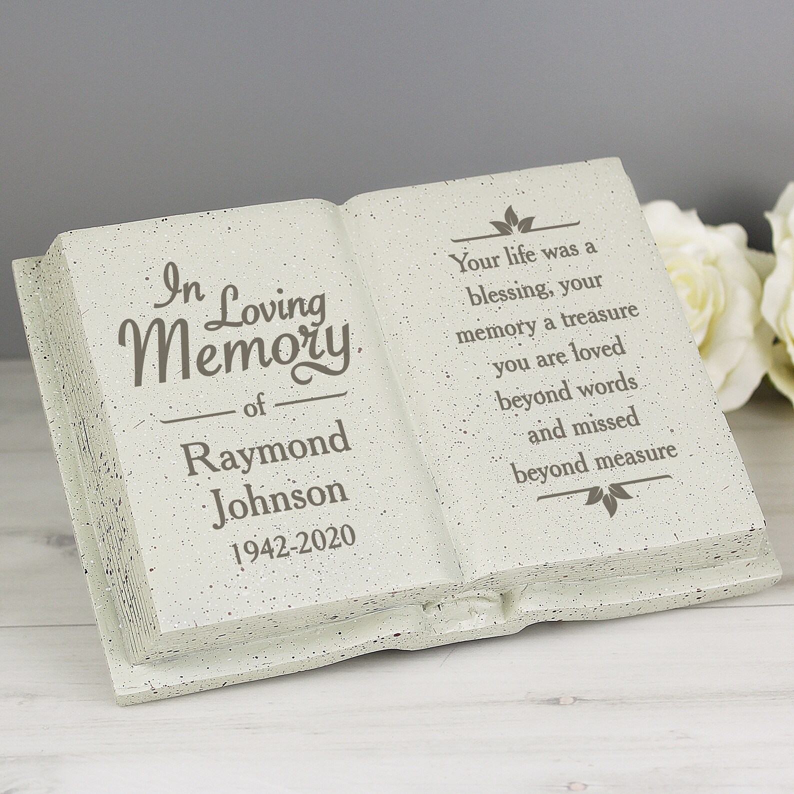 Personalised in Loving Memory Memorial Book Resin Grave - Etsy