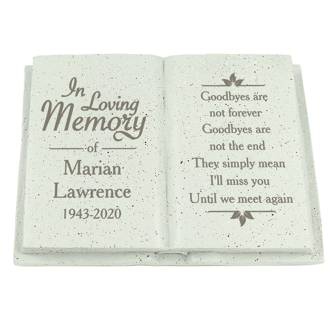 Personalised in Loving Memory Memorial Book Resin Grave - Etsy