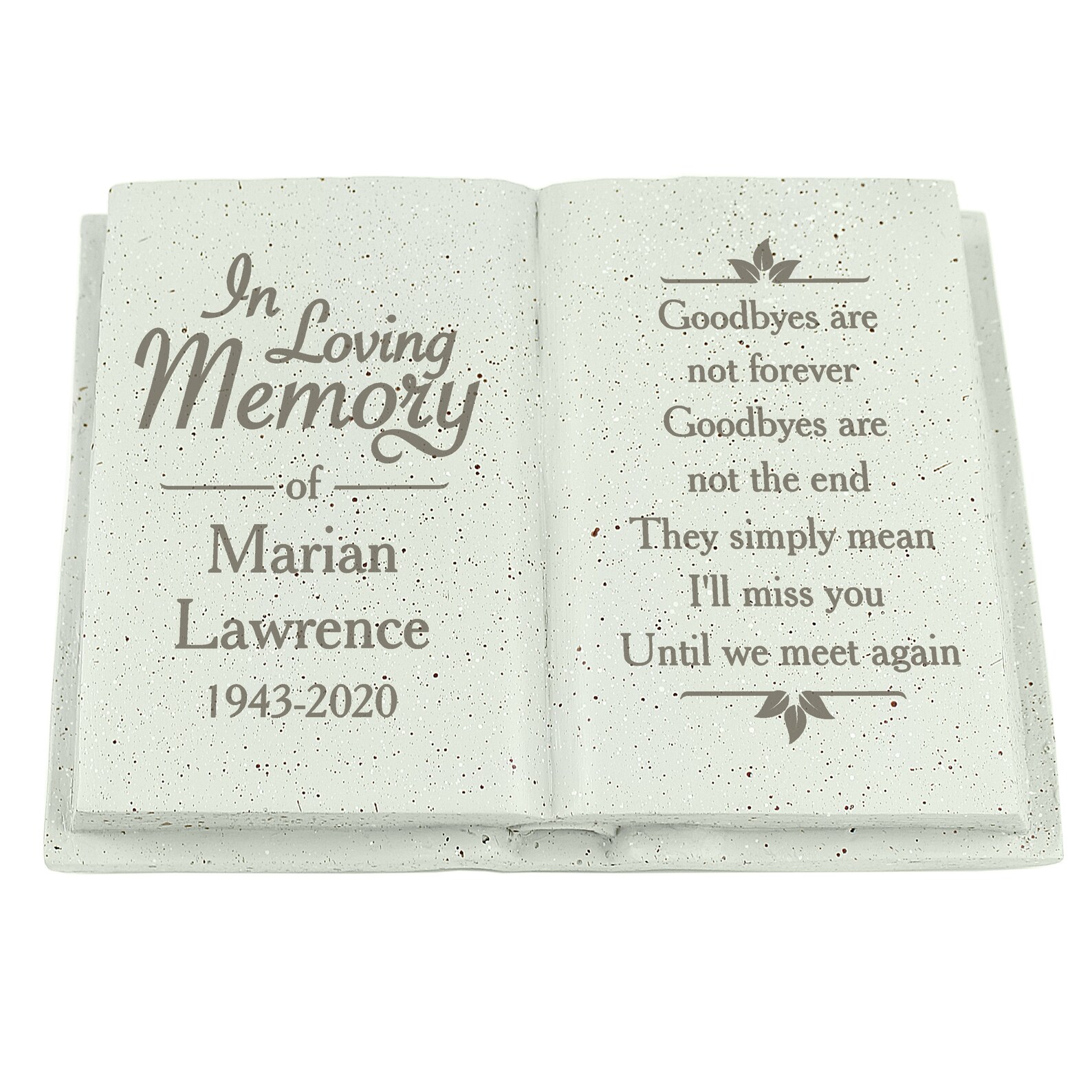 Personalised in Loving Memory Memorial Book Resin Grave - Etsy