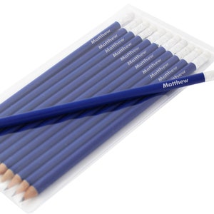 Personalised Pack of 12 Blue Pencils - Etsy