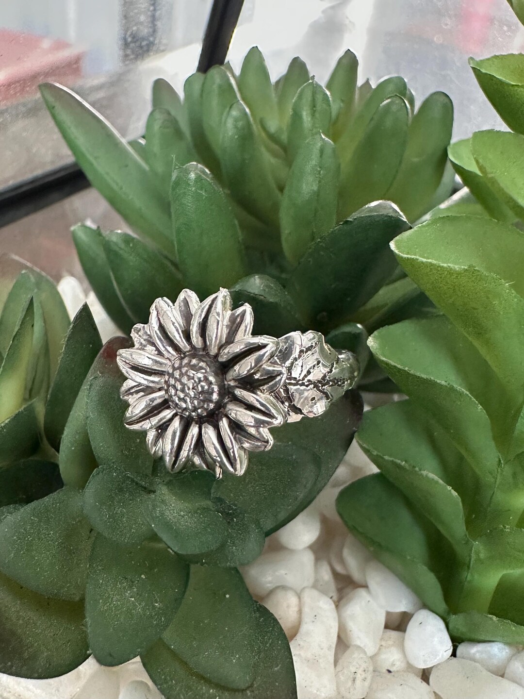 Sterling Silver Sunflower Ring - Etsy