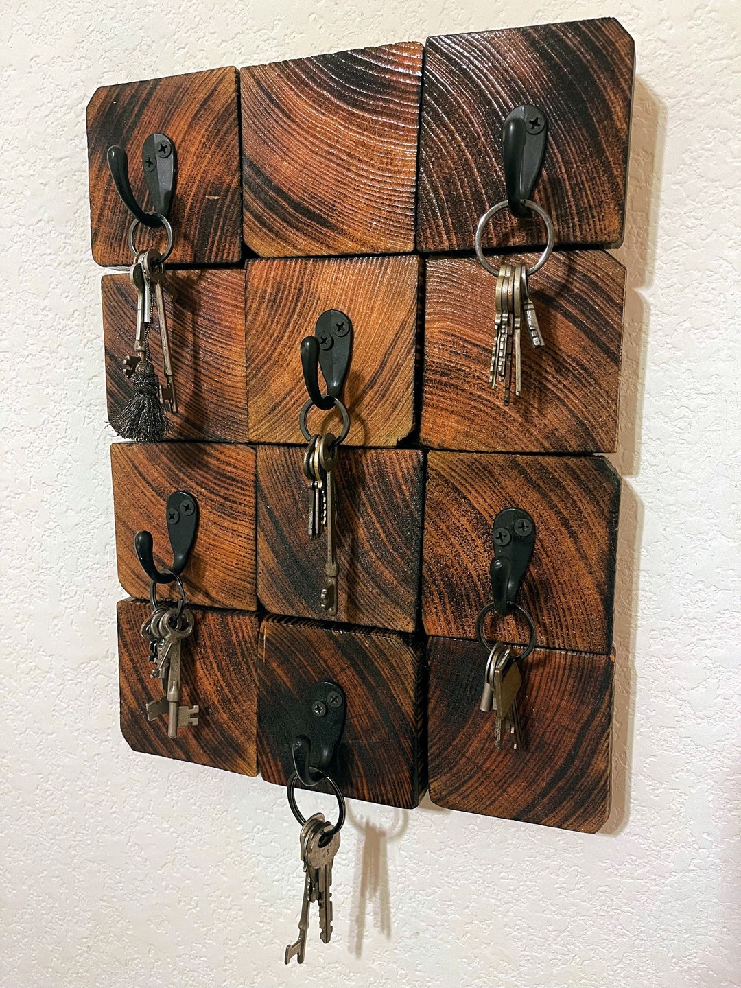 Key Rack Rustic Handmade Key Holder Cabin Cottage Office Wall Hanging 6 ...
