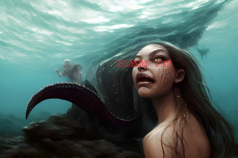 Scary Creepy Seahags Aterradoras sirenas en el océano Horror - Etsy México