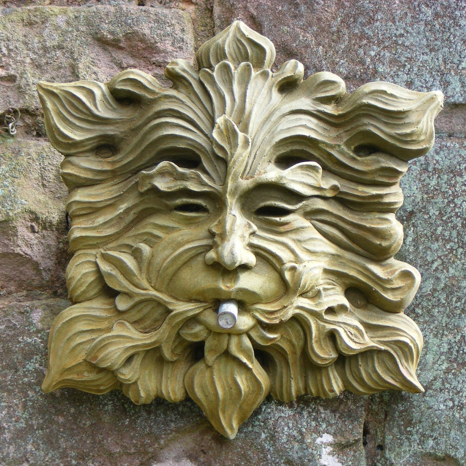 Green Man Water Feature Stone Cast by Christine Baxter - Etsy
