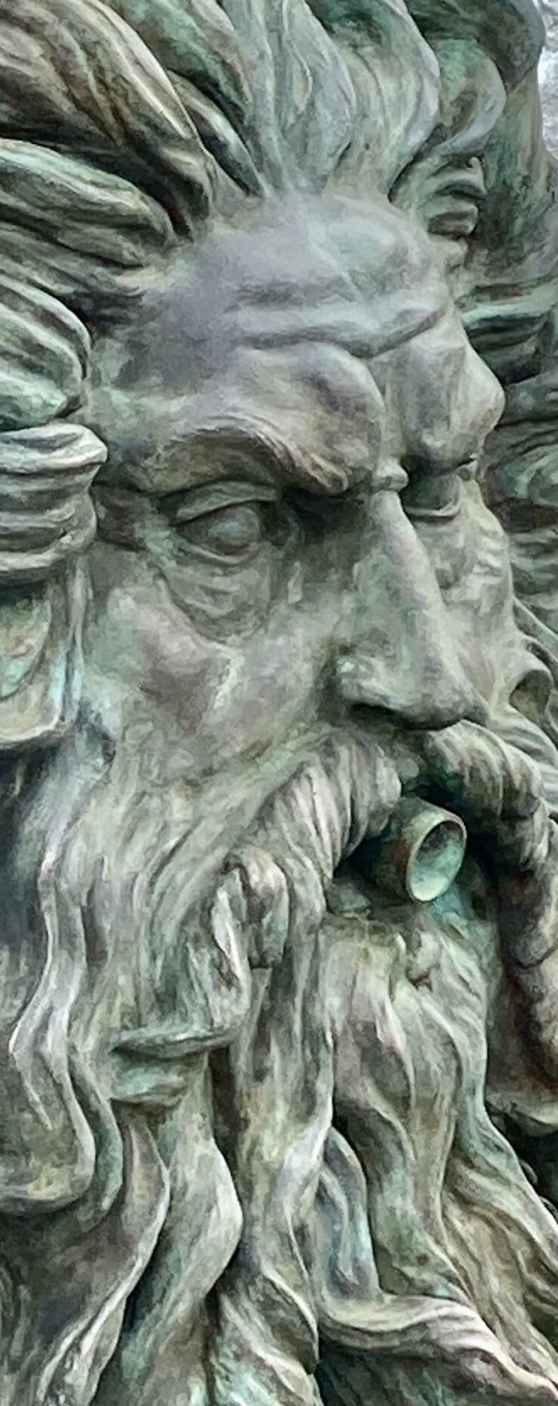 Neptune Head Water Feature Spitter, Pool Rosette, Bronze Resin ...