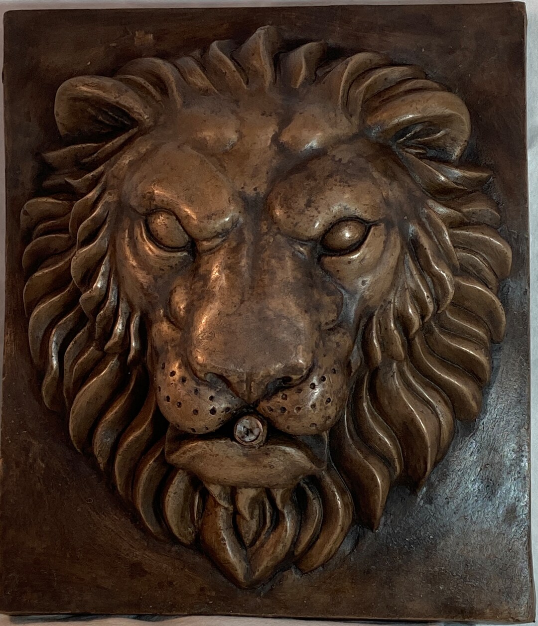 Lion Block Fountain Bronze Resin Sculpture by Christine Baxter - Etsy