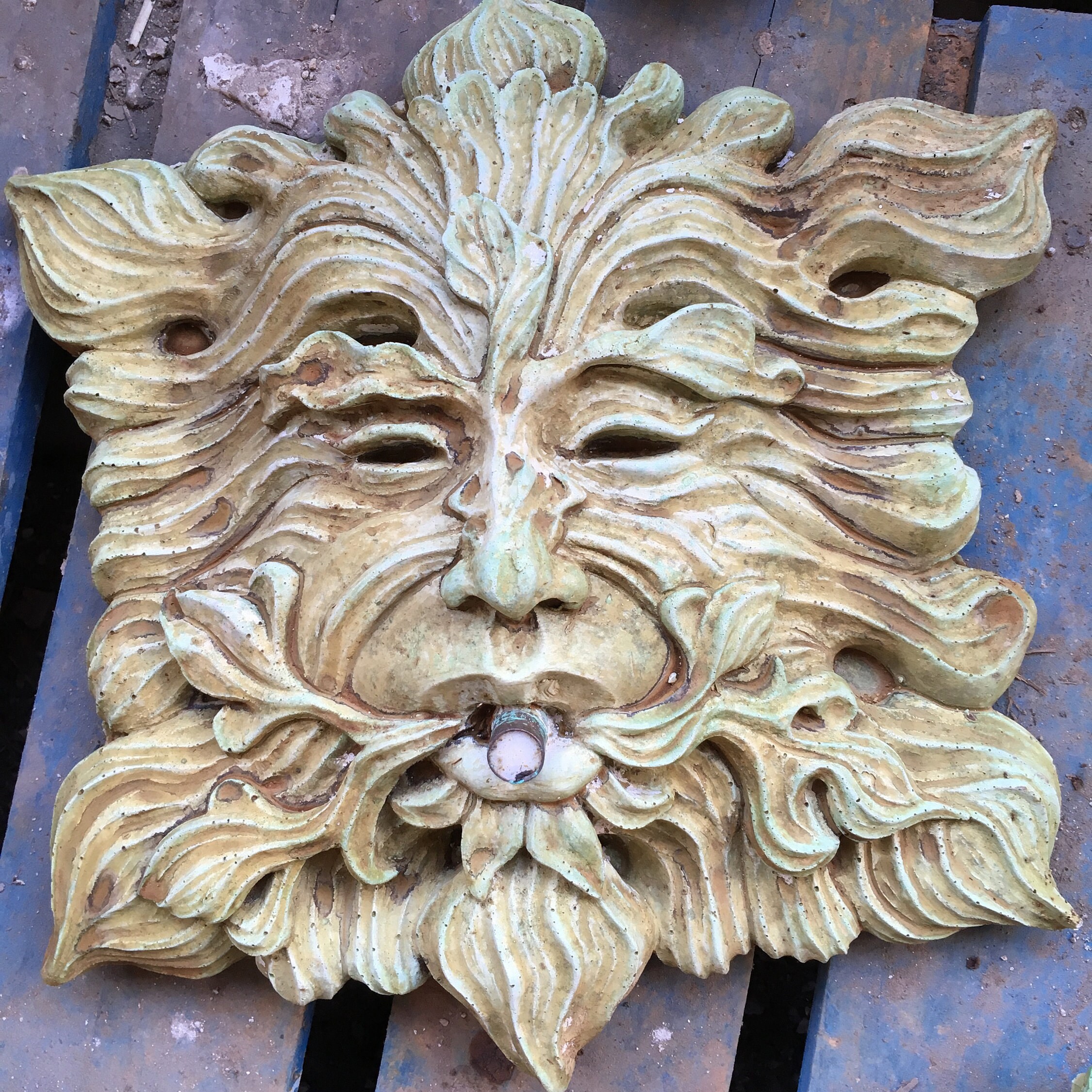 Green Man Water Feature Stone Cast by Christine Baxter - Etsy