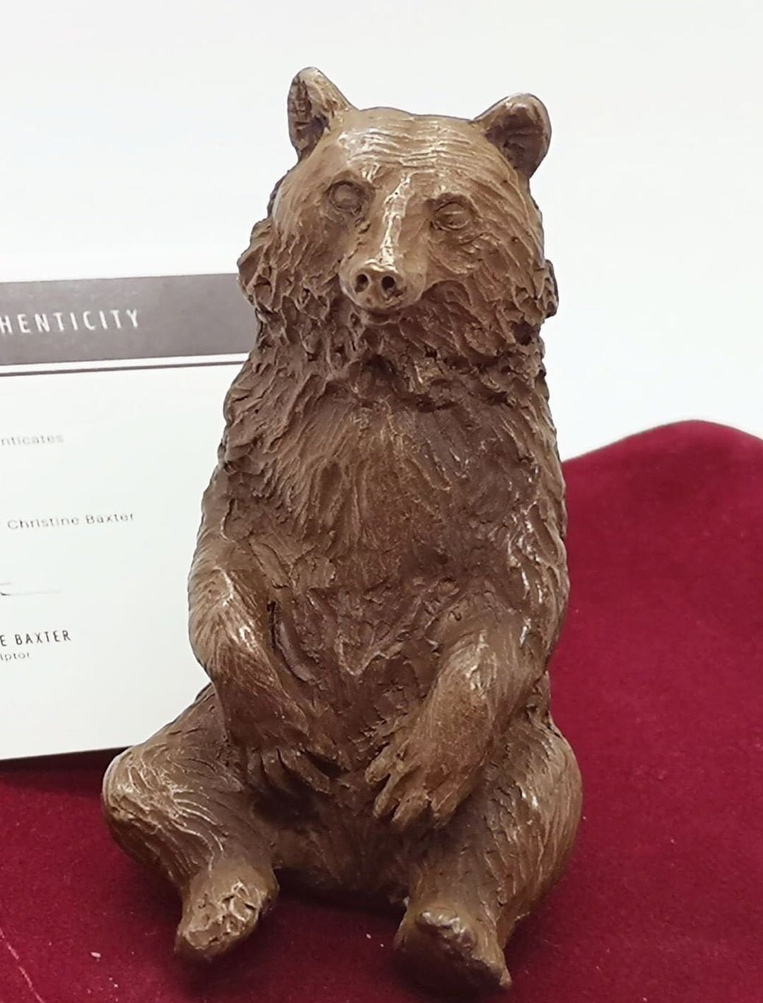 Bronze Sitting Bear Sculpture: Miniature Brown Bear Figurine by ...