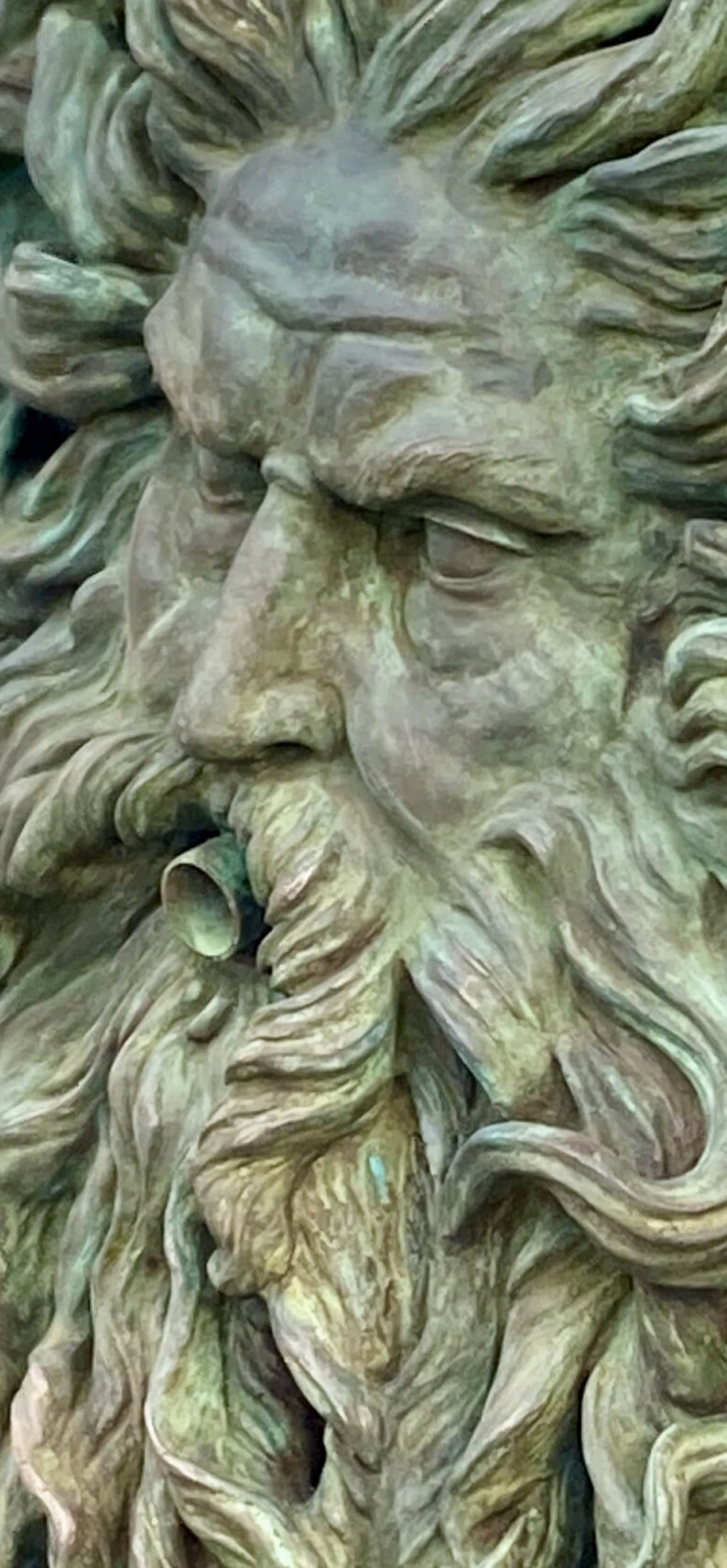 Neptune Head Water Feature Spitter, Pool Rosette, Bronze Resin ...