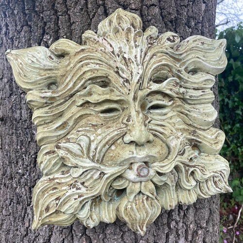 Green Man Water Feature Stone Cast by Christine Baxter - Etsy