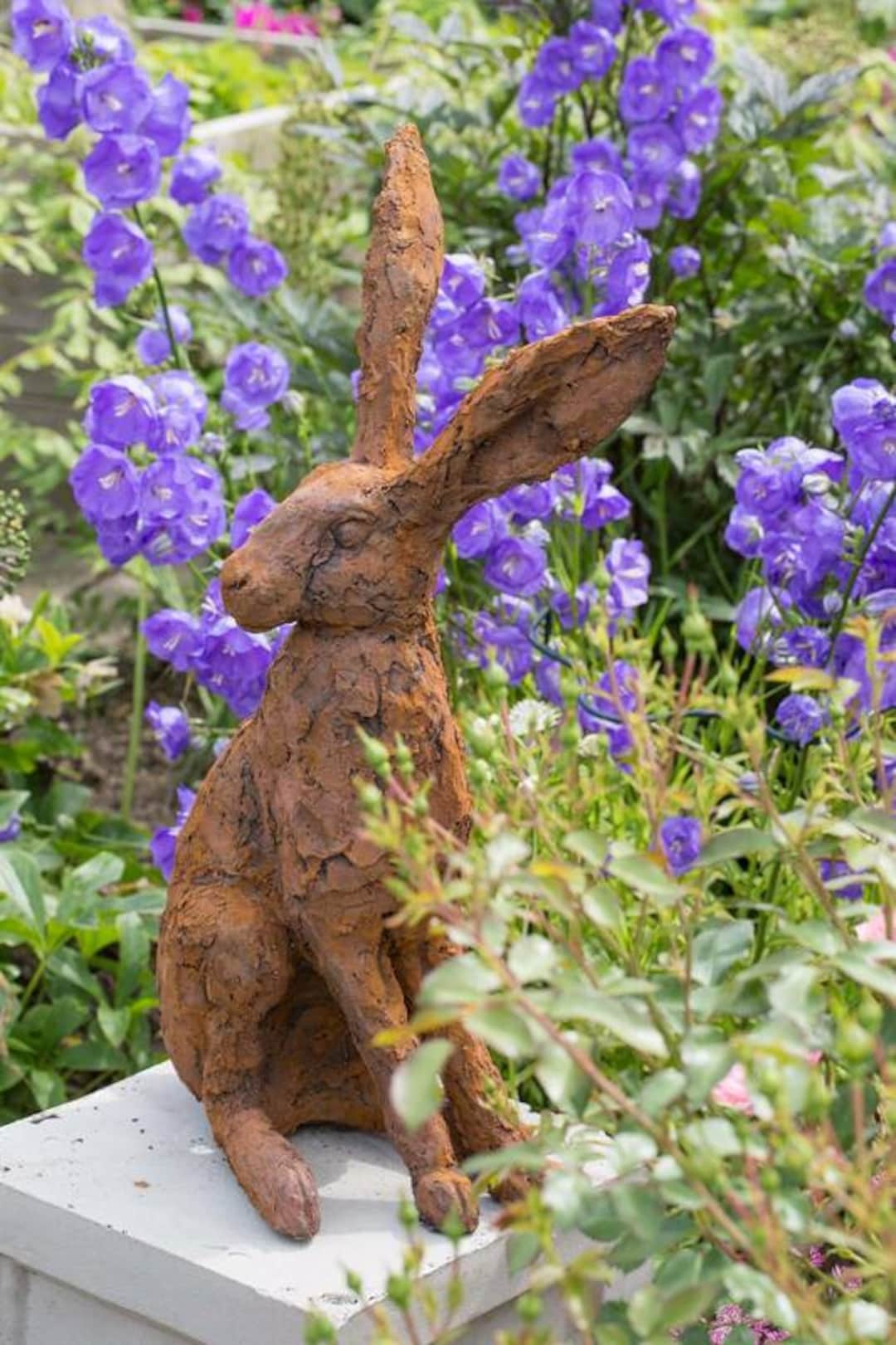 Hare (listening Hare) Garden Sculpture in Rusted Iron Resin by ...