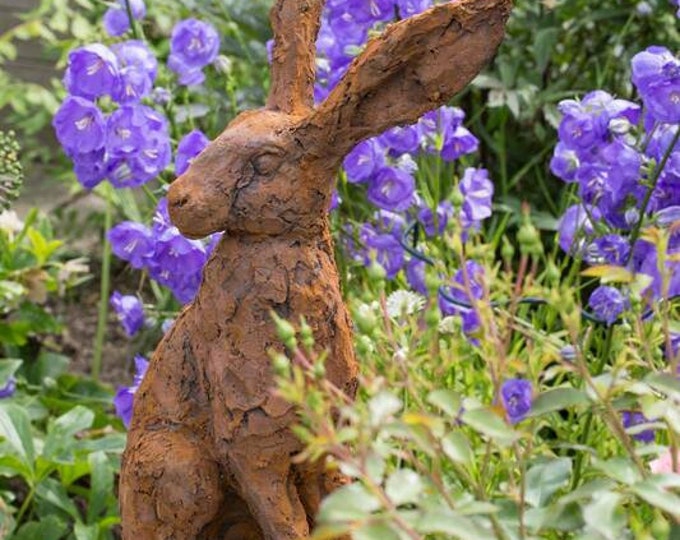 Hare (listening Hare) Garden Sculpture in Rusted Iron Resin by ...