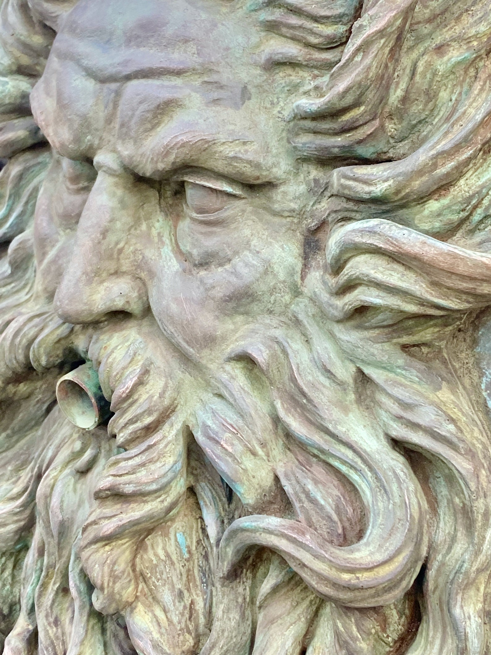 Neptune Head Water Feature Spitter, Pool Rosette, Bronze Resin ...