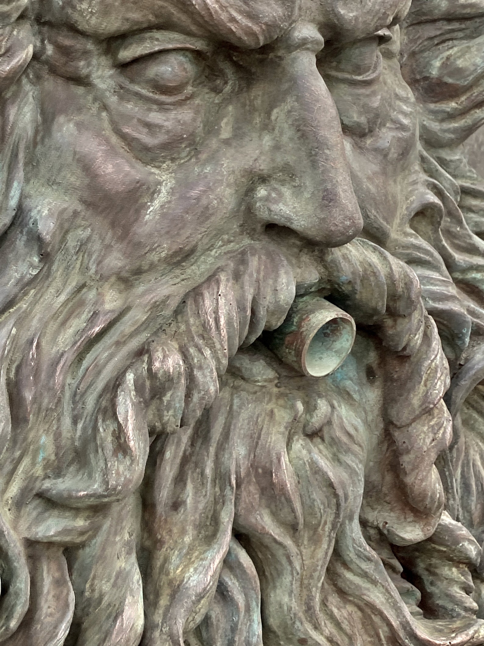 Neptune Head Water Feature Spitter, Pool Rosette, Bronze Resin ...