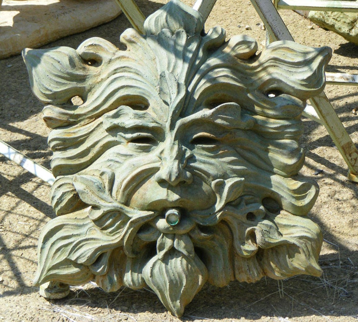 Green Man Water Feature Stone Cast by Christine Baxter - Etsy