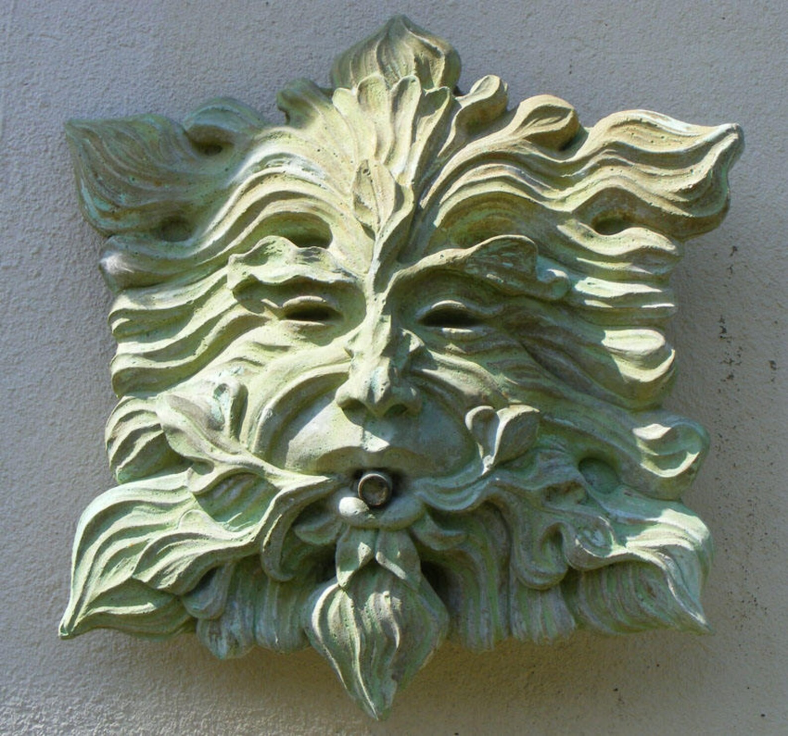 Green Man Water Feature Stone Cast by Christine Baxter - Etsy