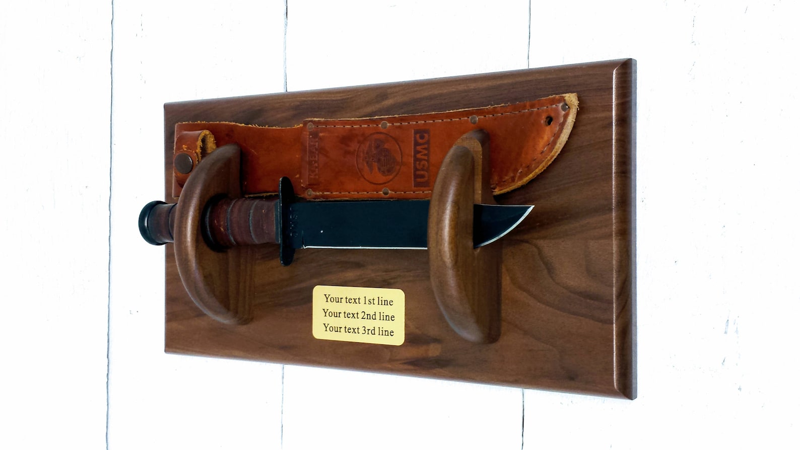 Personalized Walnut Wood USMC Ka-bar Knife Display Holder - Etsy