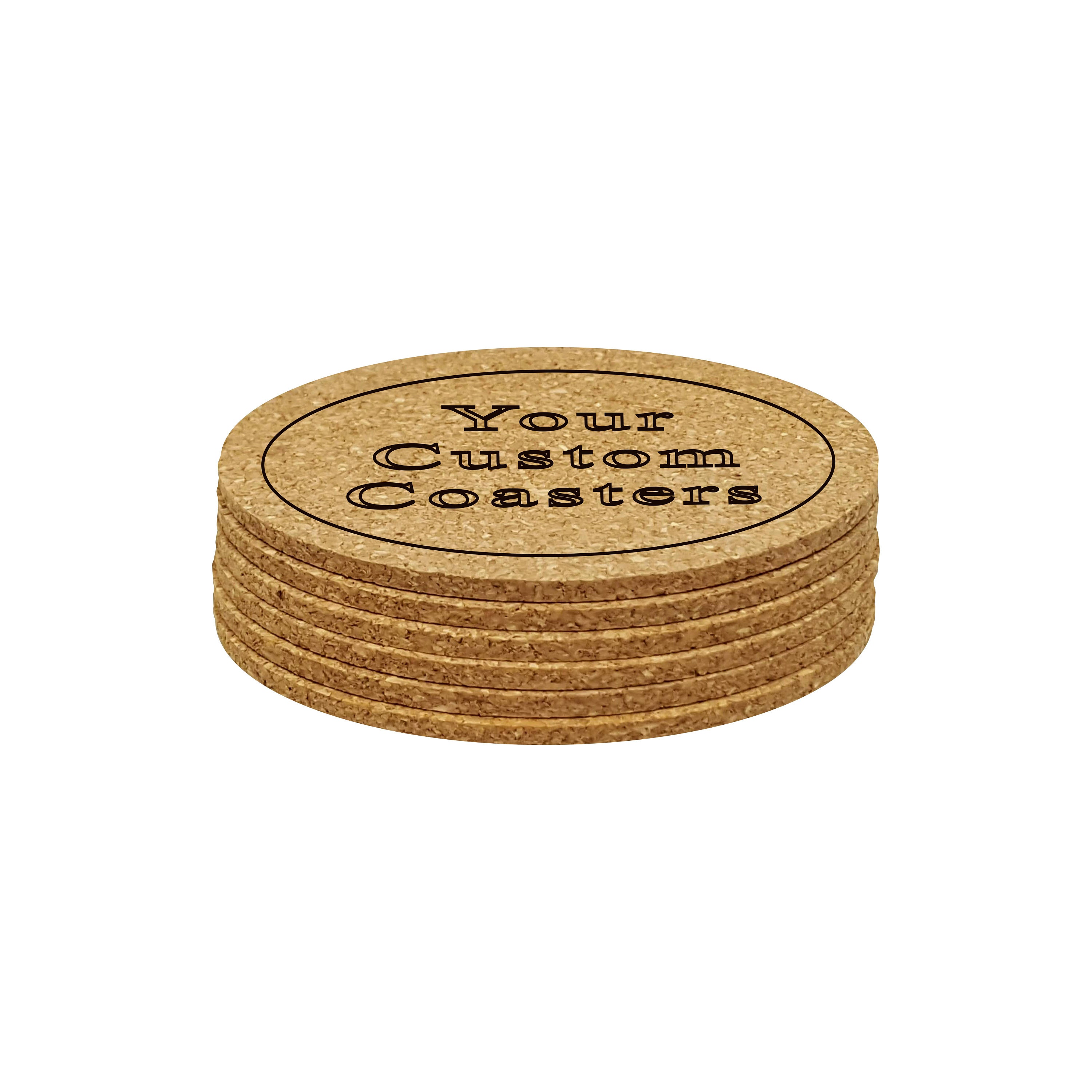 Cork Coaster Set of Six Personalized Custom Engraved Text. - Etsy