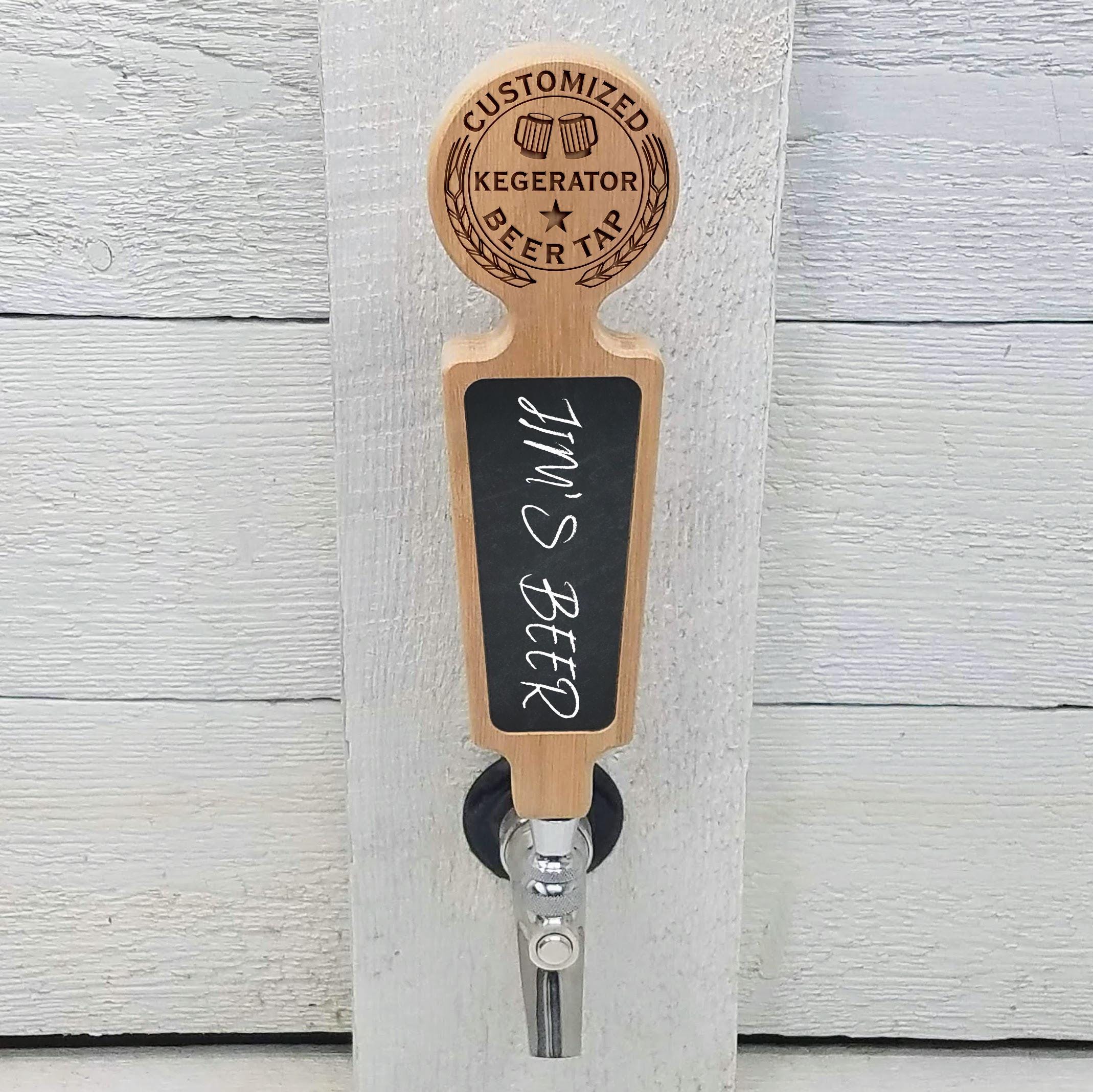 Personalized Engraved Beer Tap Handle With Chalkboard: Oak Kegerator ...