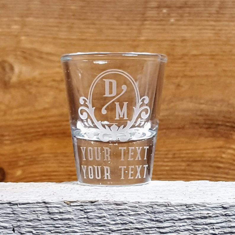 Shot Glasses Vintage Logo Personalized Custom Text Set Of Etsy