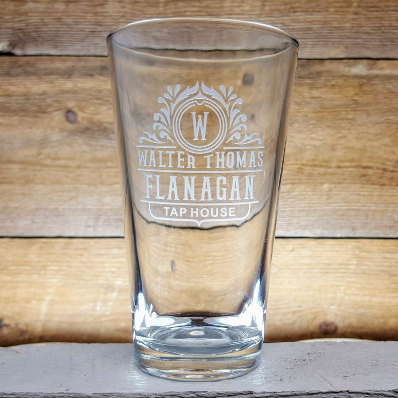 Personalized Pint Beer Glasses With Vintage Logo and Custom - Etsy