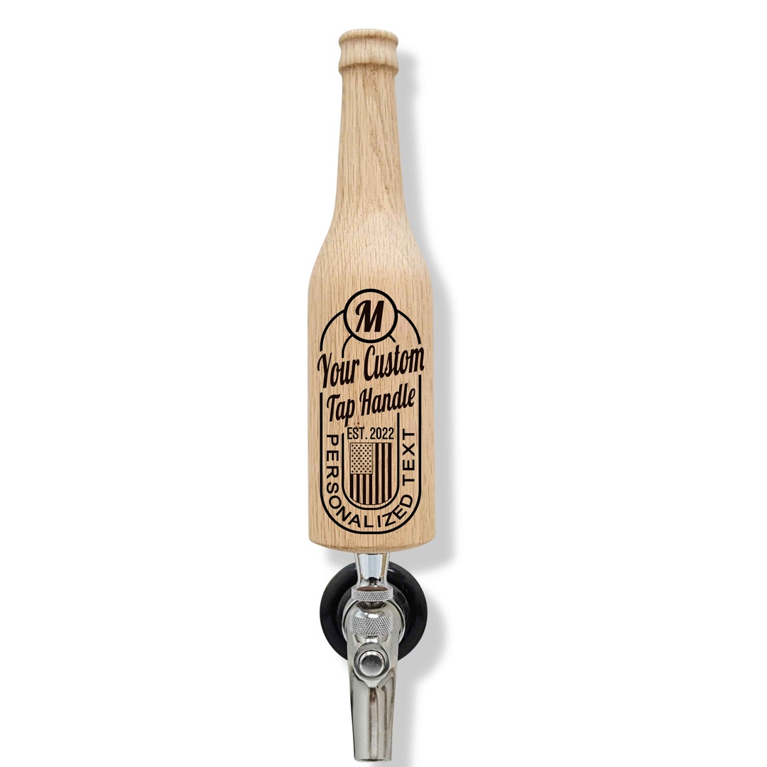 Custom Engraved Oak Beer Tap Handle: Bottle Shape, Personalized Text - Etsy