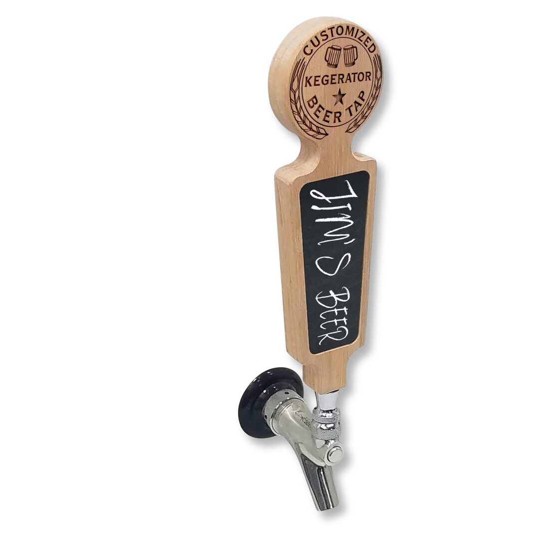 Personalized Engraved Beer Tap Handle With Chalkboard - Oak Wood ...