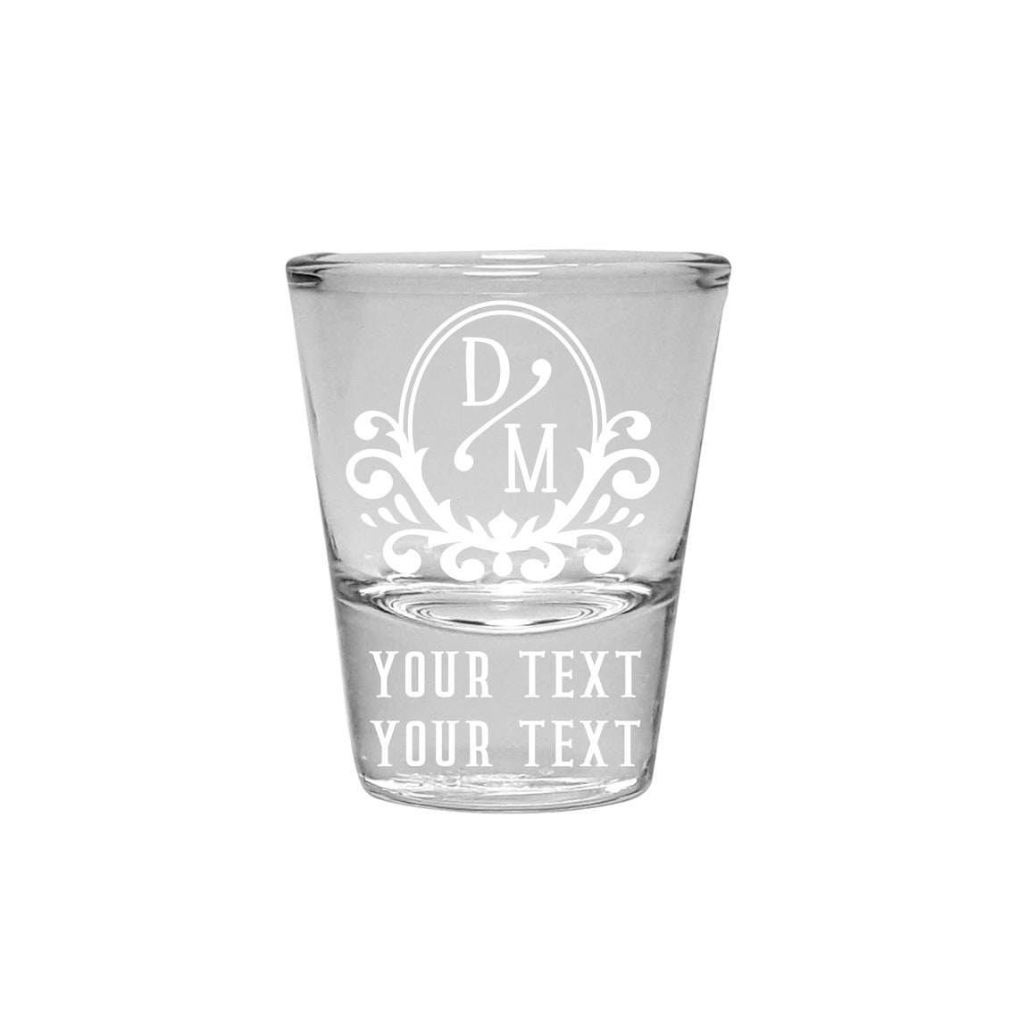 Shot Glasses Vintage Logo Personalized Custom Text , Set of Two, Gift ...
