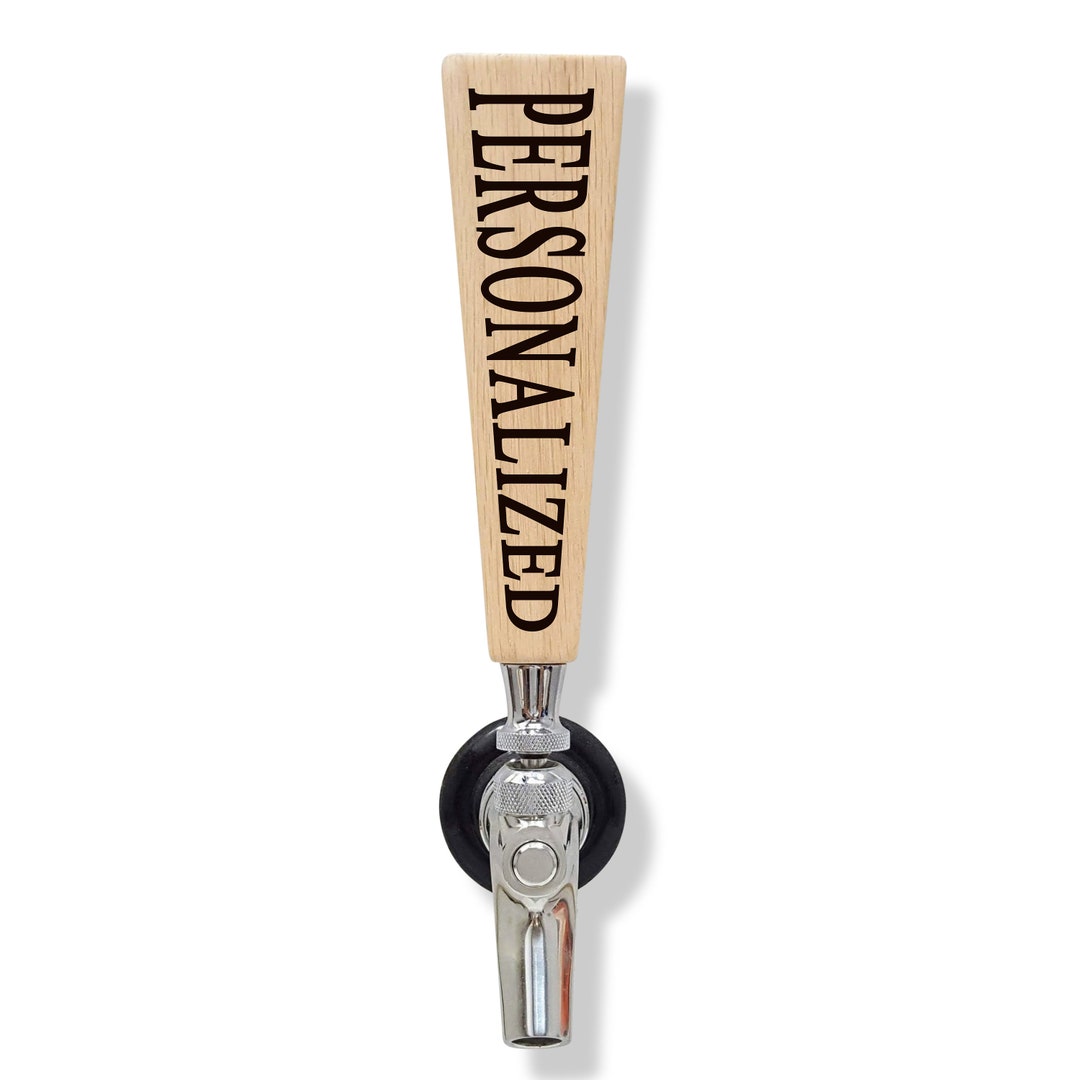 Custom Engraved Oak Beer Tap Handle: Personalized Kegerator Bar Decor ...