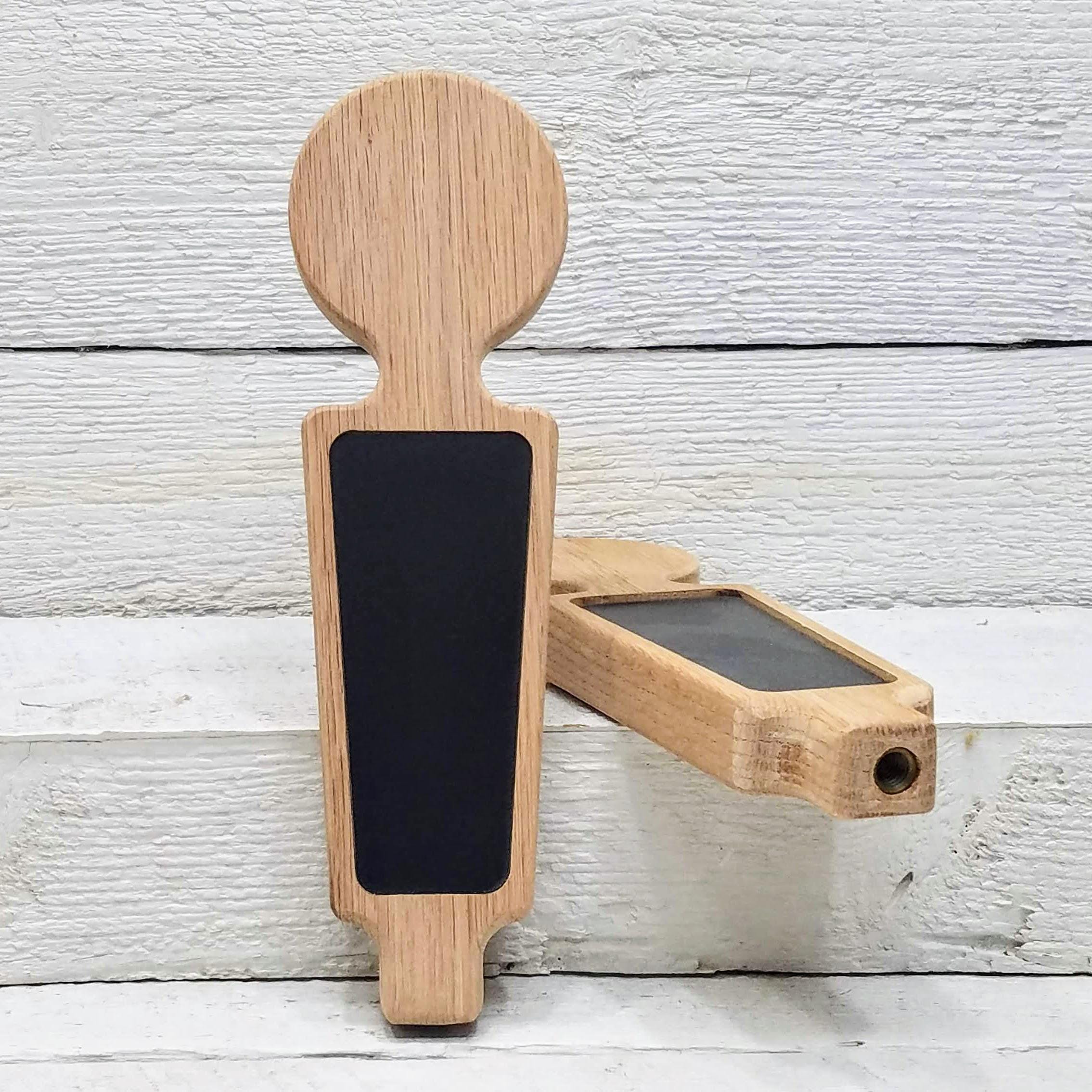 Personalized Engraved Beer Tap Handle With Chalkboard: Oak Kegerator ...
