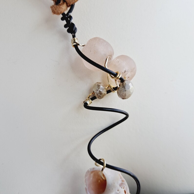 Edgy Natural Unicorn Seashell & Pink African Sea Glas Necklace,beach ...