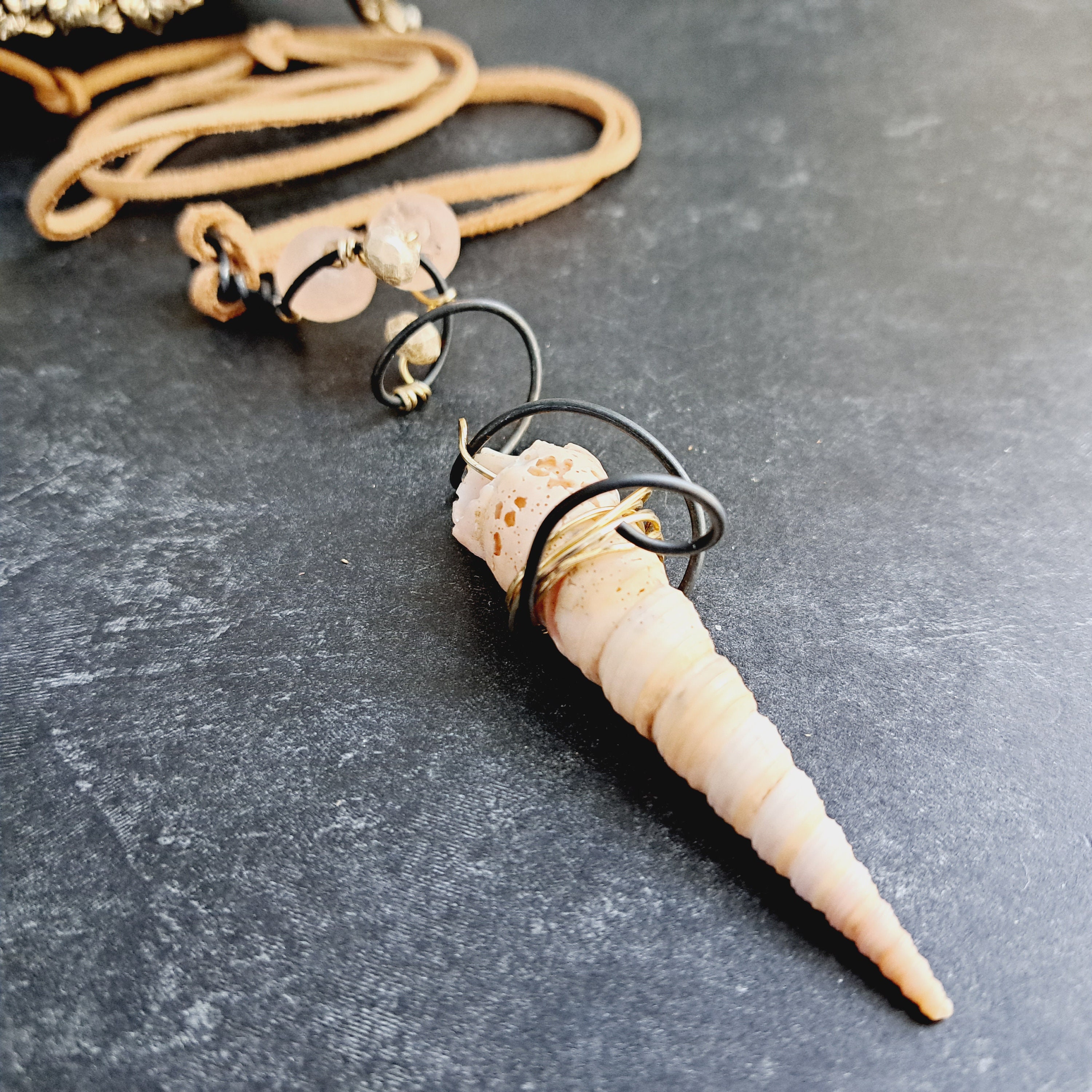 Edgy Natural Unicorn Seashell & Pink African Sea Glas Necklace,beach ...