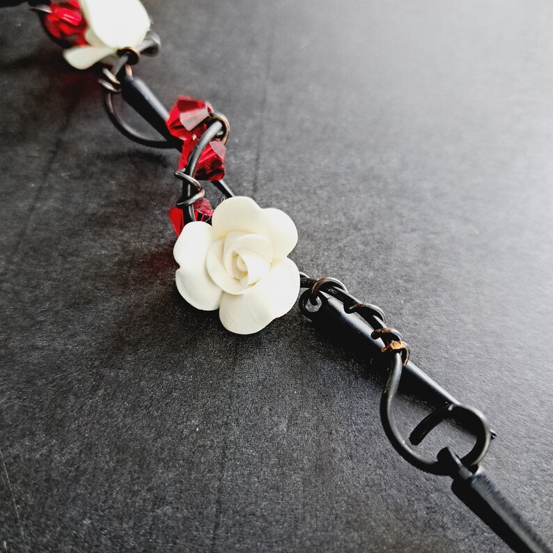 Edgy Porcelain White Rose&black Spiked Drop Ribbon - Etsy
