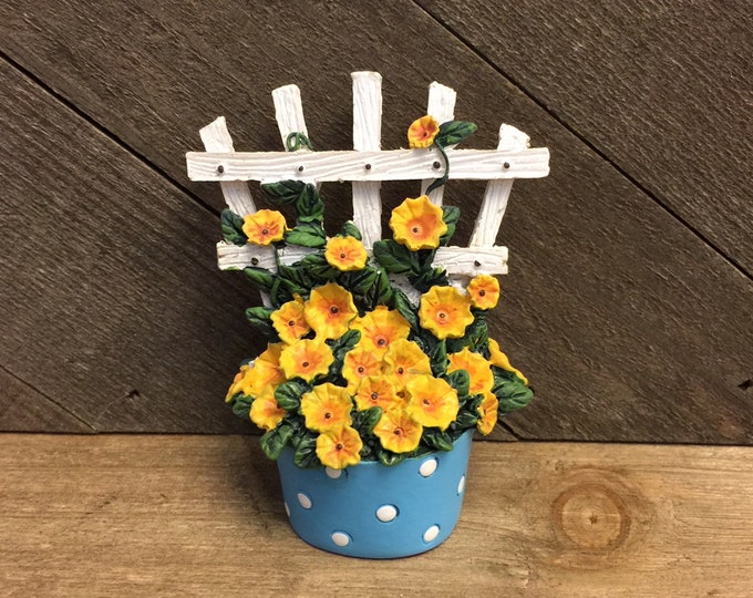 Fairy Garden | Miniature Mini Yellow Flower Arrangement W Trellis ...