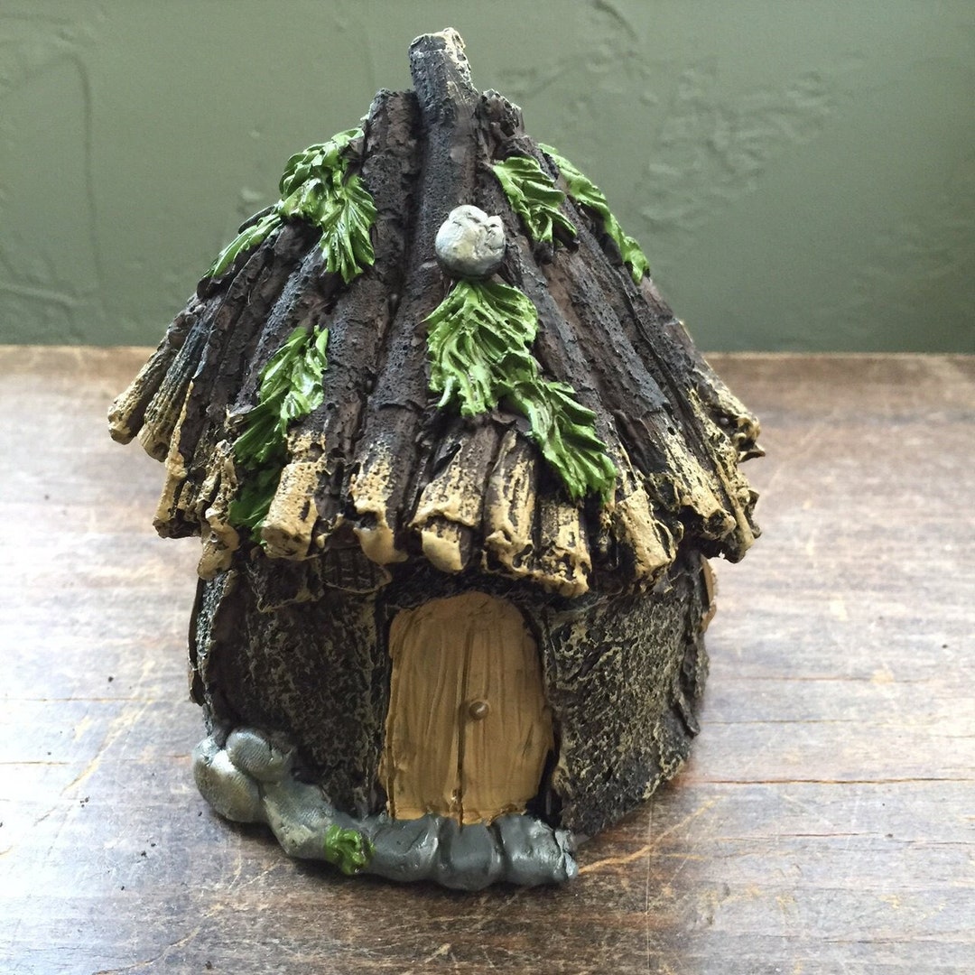 Fairy Garden Miniature Resin Thatched Roof Cottage Rustic Resin Hut ...