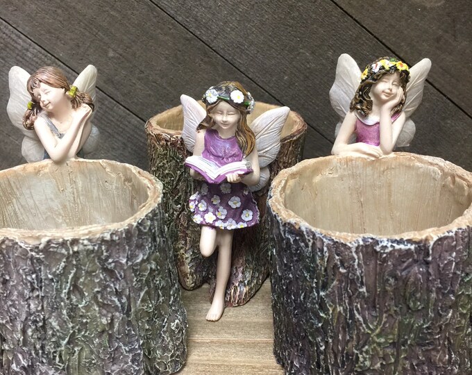 Fairy Garden | Fairies With Tree Stump Planter | Resin Outdoor ...