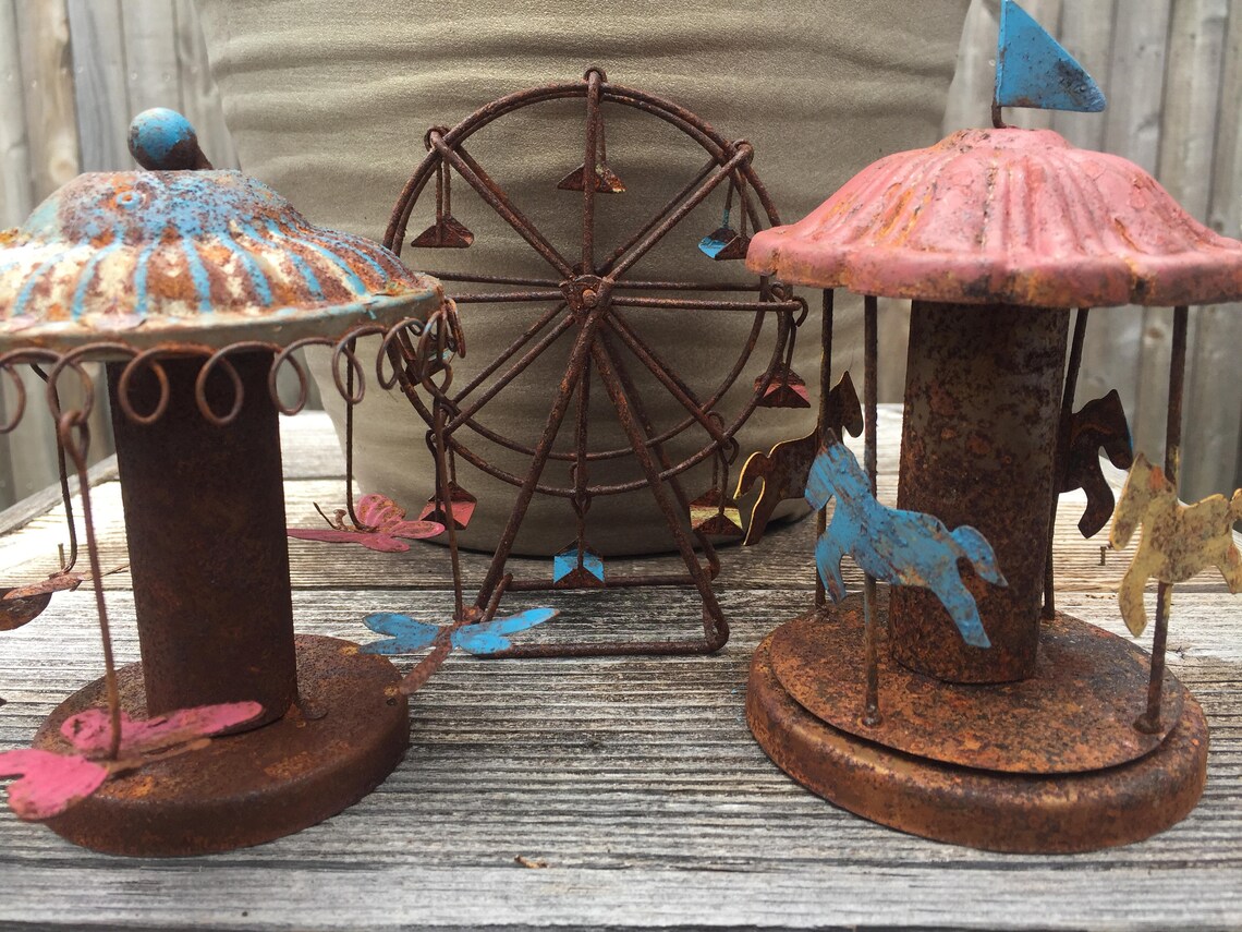 Fairy Garden Miniature Carousel Carnival Fair Ride Rustic | Etsy