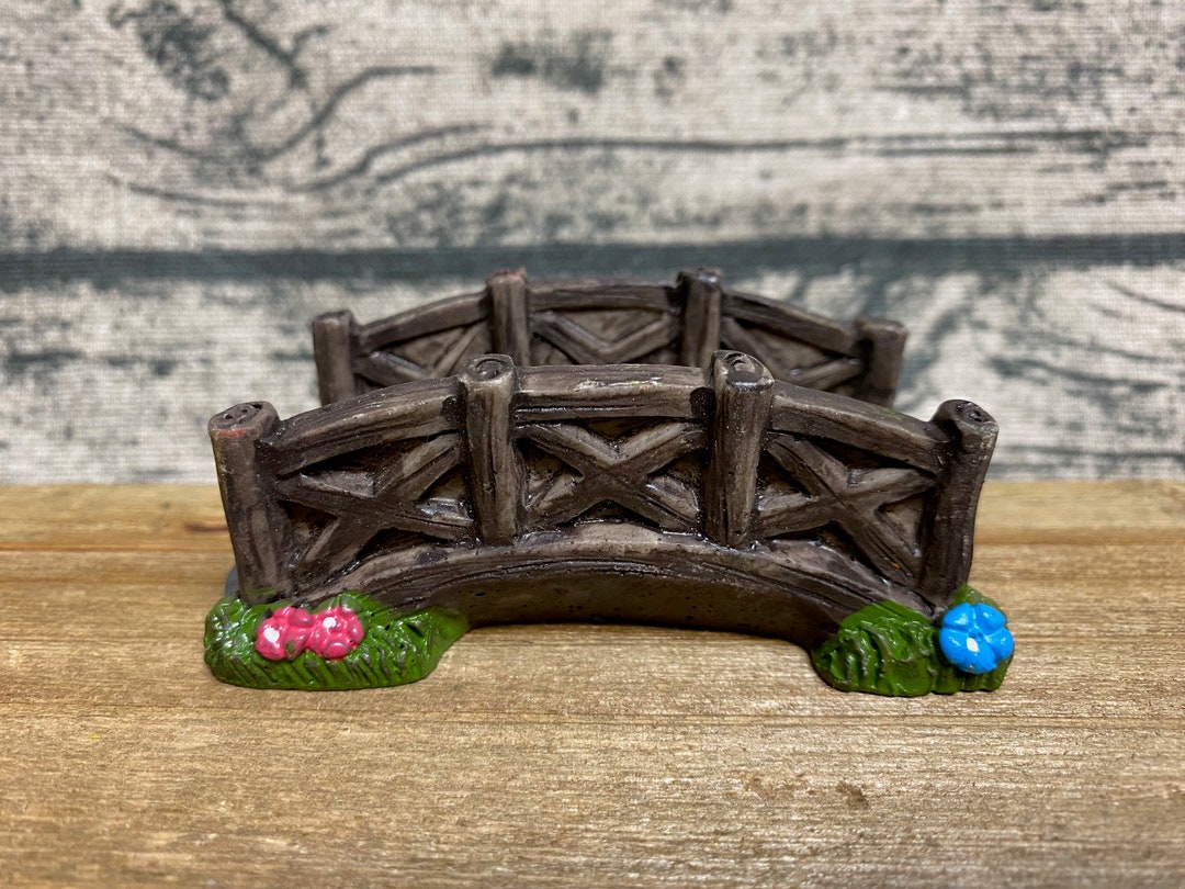 Fairy Garden | Tiny Fairies Bridge Miniature Figurine | Resin Wood-look ...