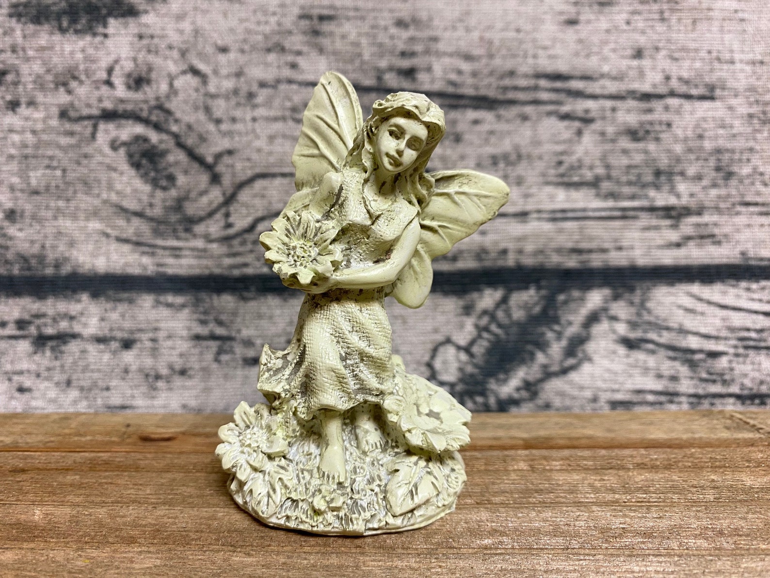 Flower Fairy Figurine: Stone-look Resin, Miniature Garden Decor - Etsy