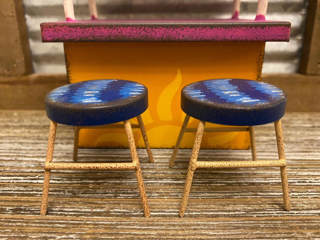 Miniature Tiki Stools Set: Tin Fairy Garden Beach Furniture - Etsy