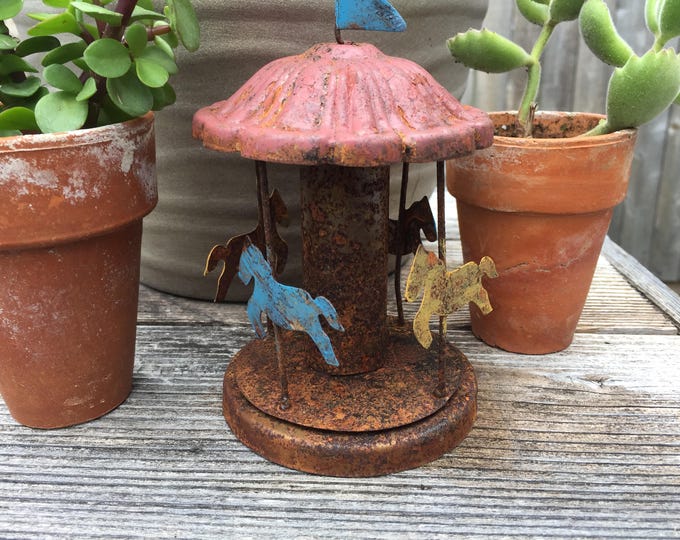 Fairy Garden | Miniature Carousel Carnival Fair Ride | Rustic Metal ...